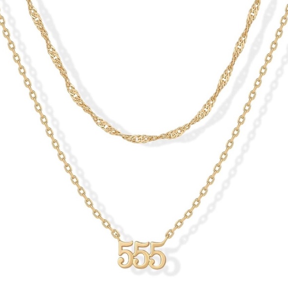 Jewelry | 555 Elegant Gold Necklace With Number Pendant | Poshmark